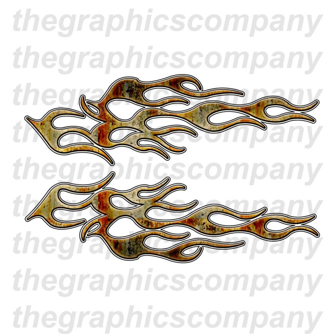 Rusty Flames 12" Decal Stickers Graphics 3M Material High Quality With ...