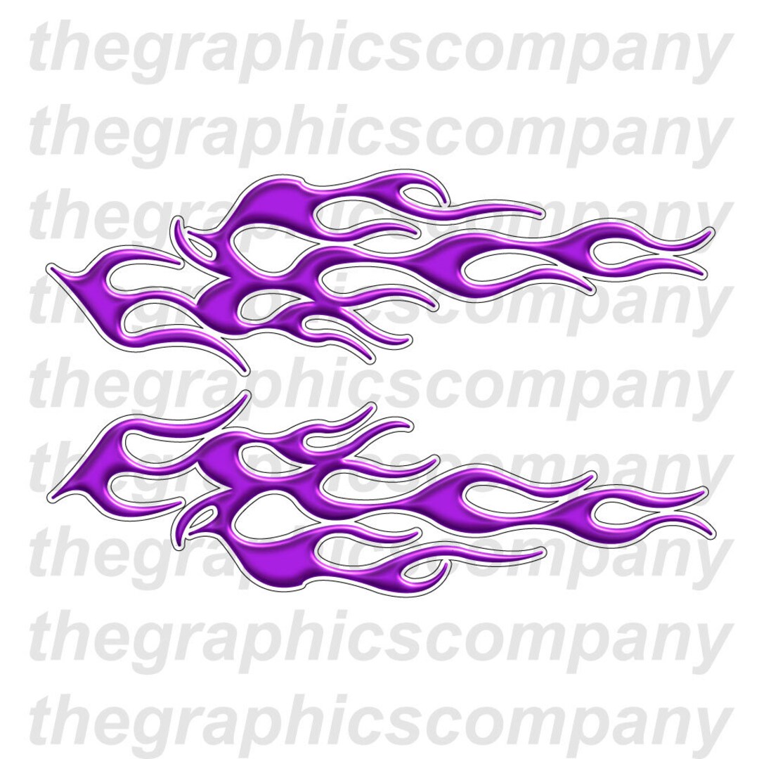 Purple Flames 12" Decal Stickers Graphics 3M Material High Quality With ...