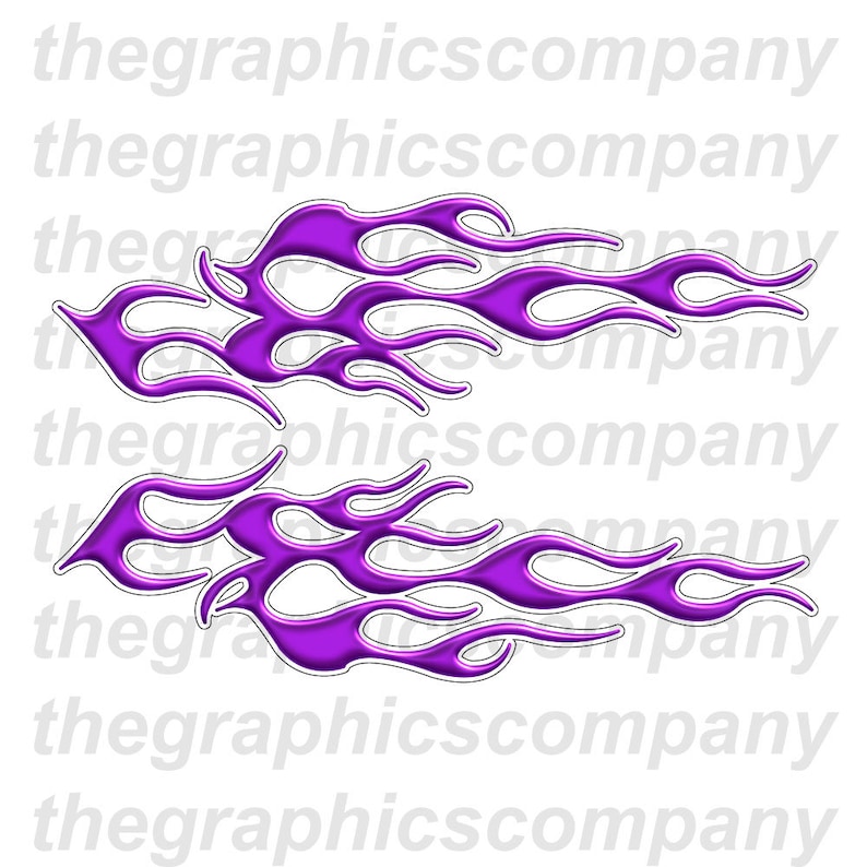 Purple Flames 12" Decal Stickers Graphics 3M Material High Quality With ...