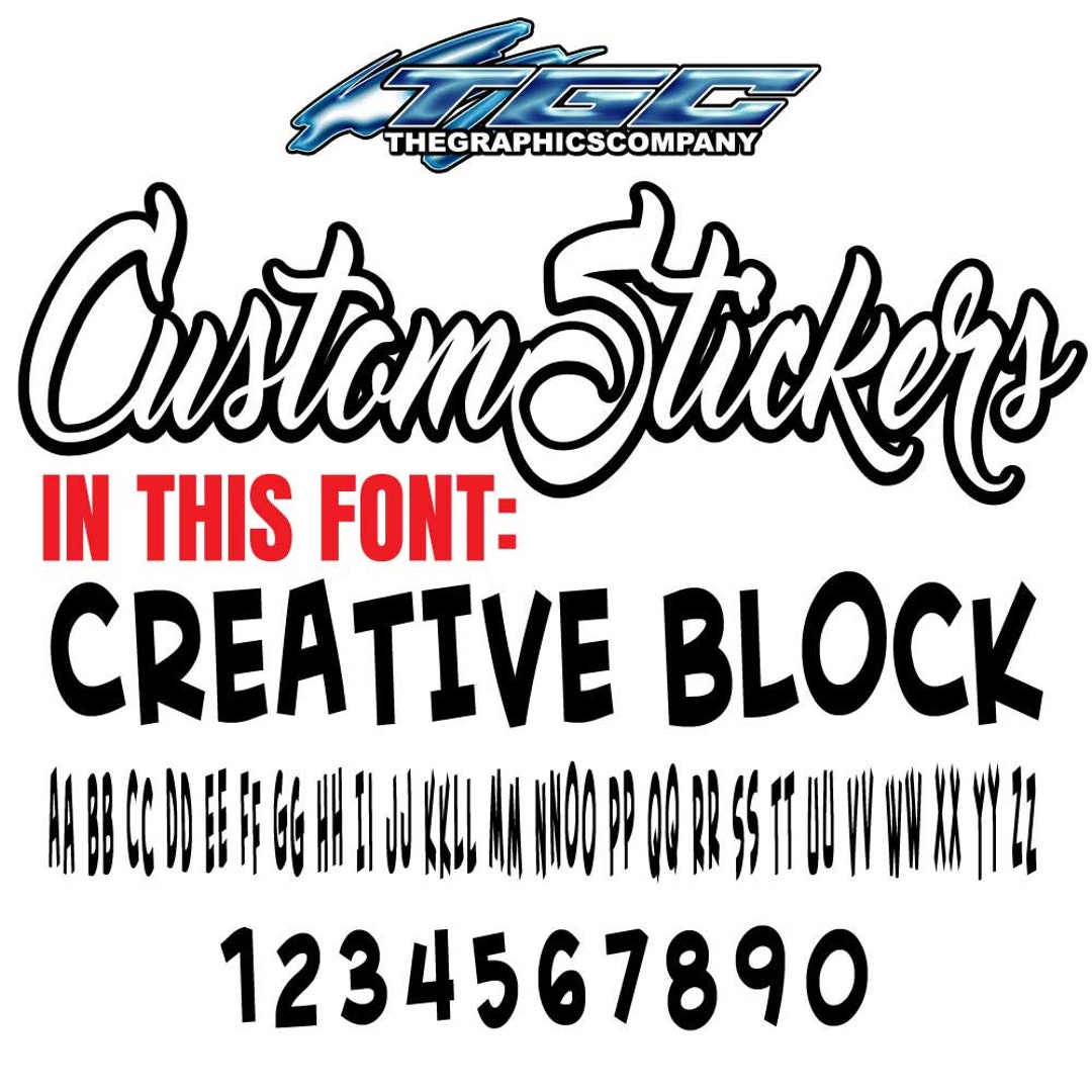 Custom Vinyl Decals and Stickers Crative Block Font Wall Auto Boat Sign ...