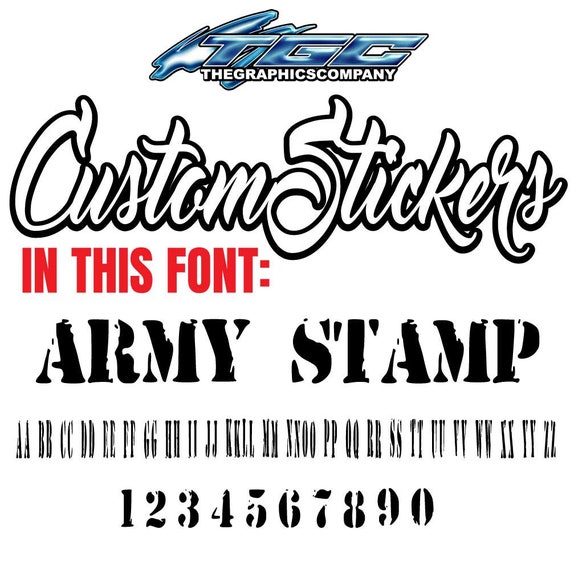 Custom Vinyl Decals and Stickers Army Stamp Font Wall Auto | Etsy
