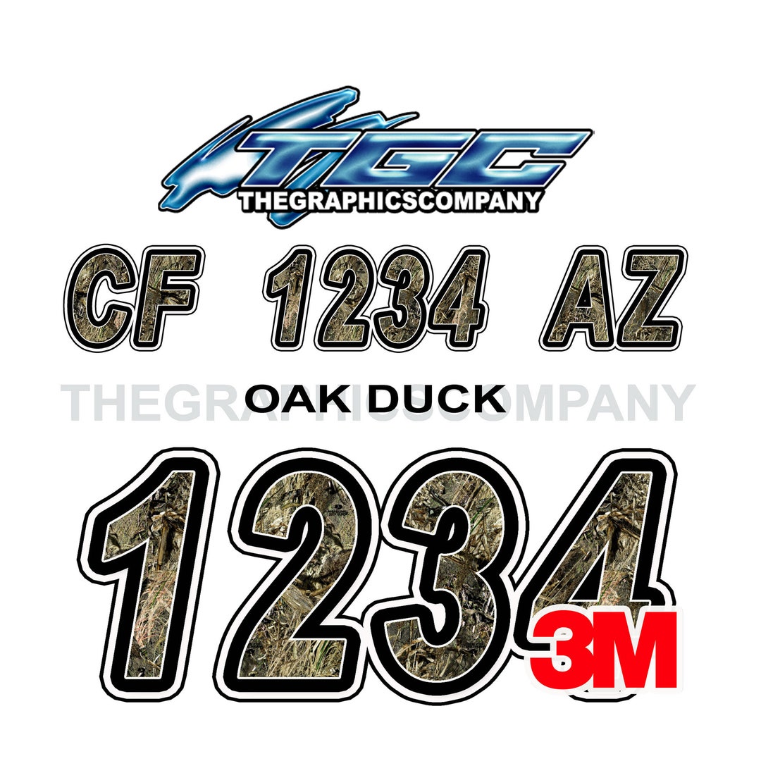 Oak Duck Blind Boat Registration Numbers or Letter Decals Vinyl Names ...