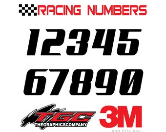 4 Inch Tall Racing Numbers Vinyl Decals Stickers MX ATV Boat Car Truck ...