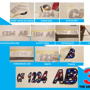 Light Blue Metallic Boat Registration Numbers and Letters Decals Vinyl ...