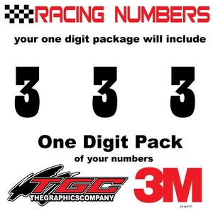 2" Inch Tall Racing Numbers Vinyl Decals Stickers MX ATV Boat Car Truck ...
