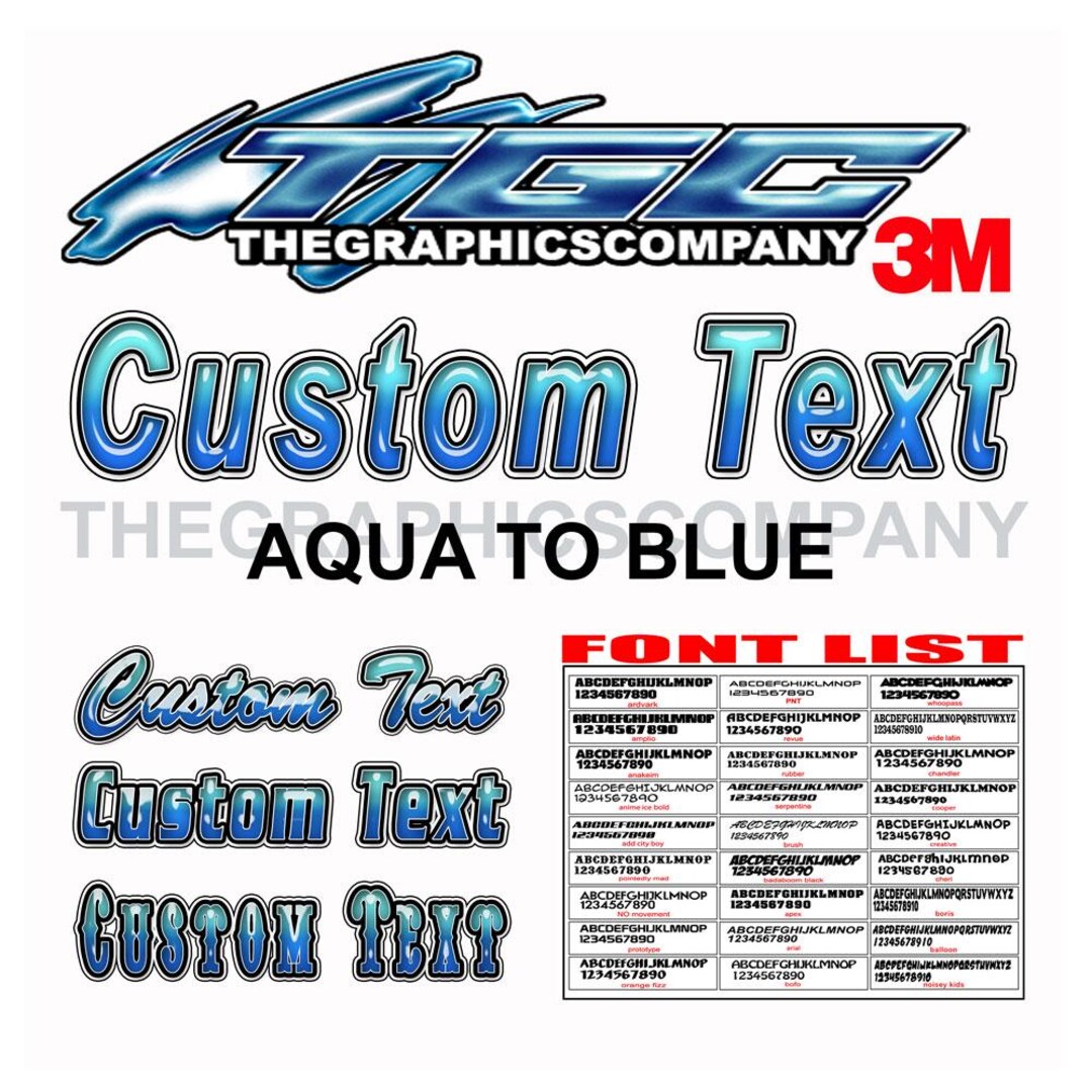 Aqua to Blue Custom Vinyl Decals and Stickers Custom Text for Business ...