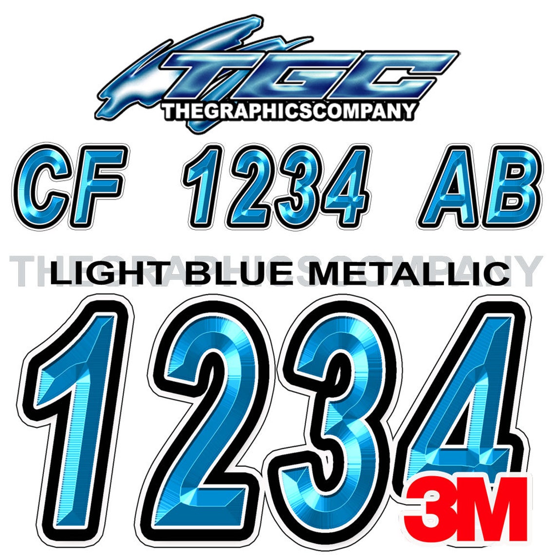 Light Blue Metallic Boat Registration Numbers and Letters | Etsy
