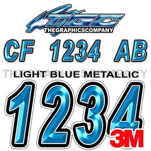 Light Blue Metallic Boat Registration Numbers and Letters | Etsy
