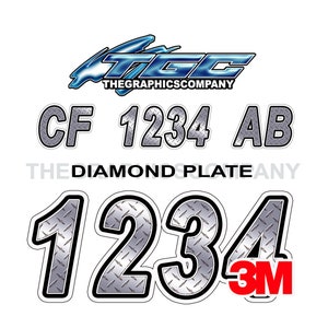 Diamond Plate Boat Registration Numbers or Letters Decals Vinyl Names ...