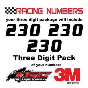 3" Inch Tall Racing Numbers Vinyl Decals Stickers MX ATV Boat Car Truck ...