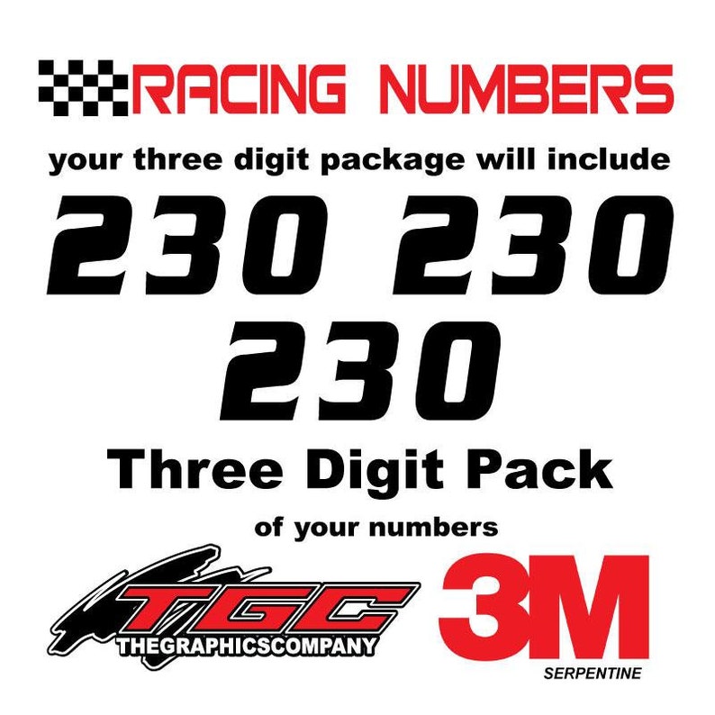 3 Inch Tall Racing Numbers Vinyl Decals Stickers MX ATV - Etsy