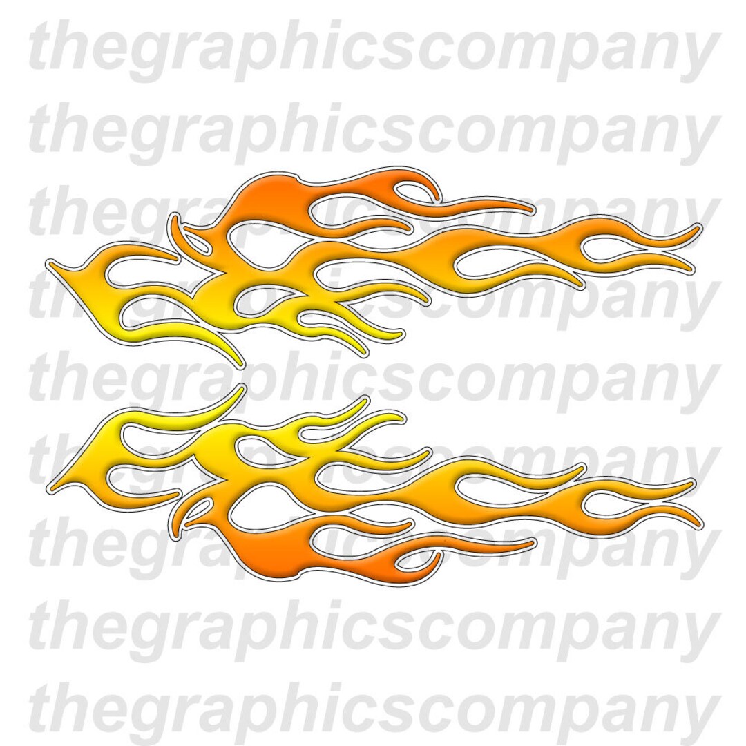 Orange Yellow Flames 12" Decal Stickers Graphics 3M Material High ...