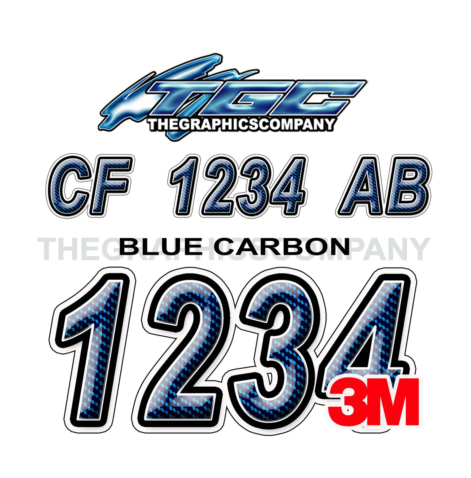 Boat Registration Numbers and Letters Decals Blue Carbon Custom Text ...