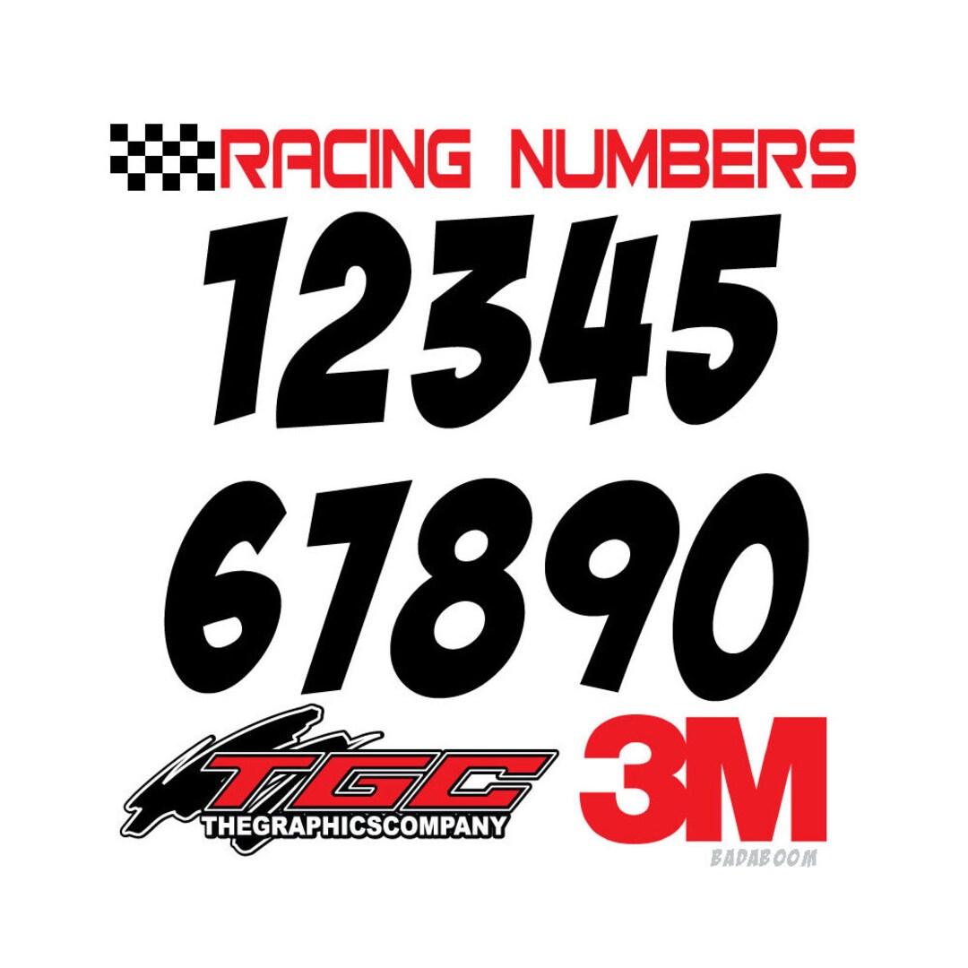 5 Inch Tall Racing Numbers Vinyl Decals Stickers MX ATV Boat Car Truck ...