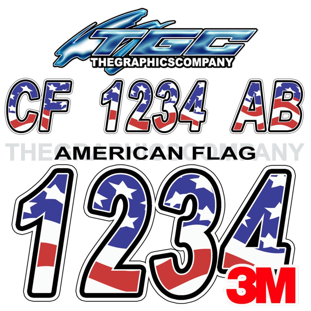 Boat Registration Numbers and Letters Decals and Stickers American Flag ...