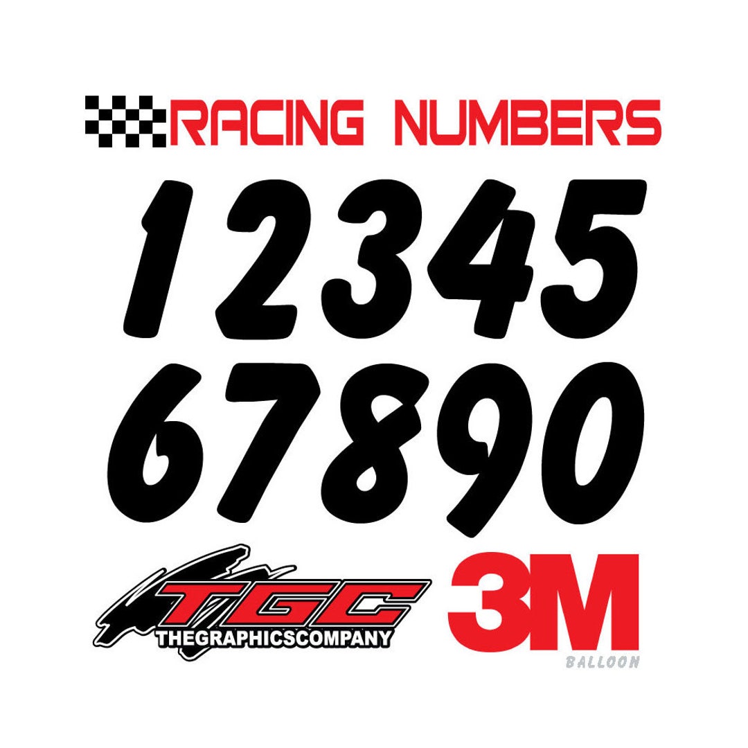 3" Inch Tall Racing Numbers Vinyl Decals Stickers MX ATV Boat Car Truck ...