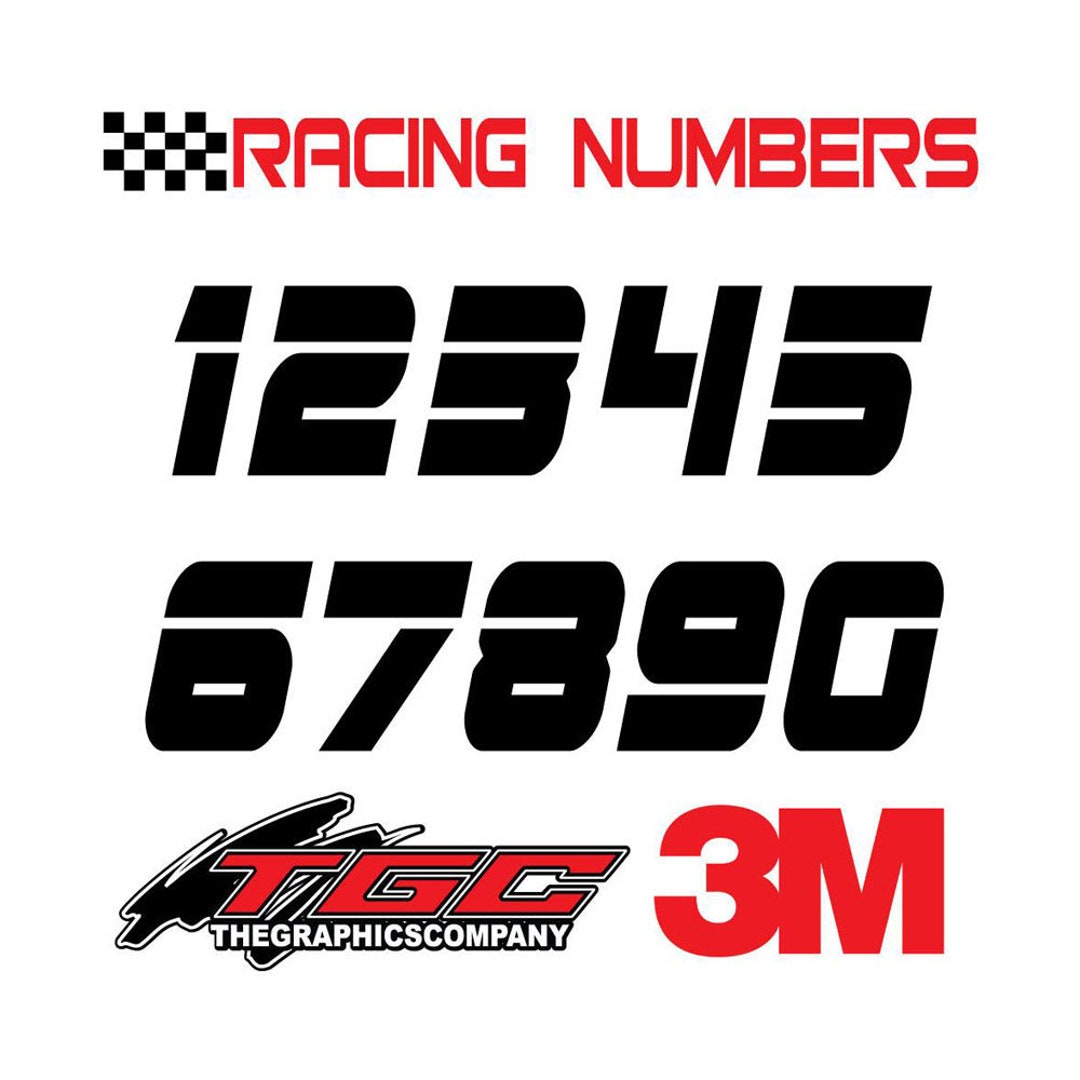 2" Inch Tall Racing Numbers Vinyl Decals Stickers MX ATV Boat Car Truck ...