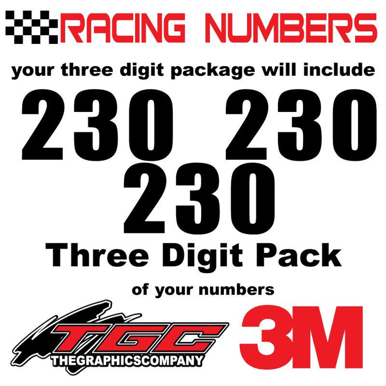 3 Inch Tall Racing Numbers Vinyl Decals Stickers MX ATV - Etsy