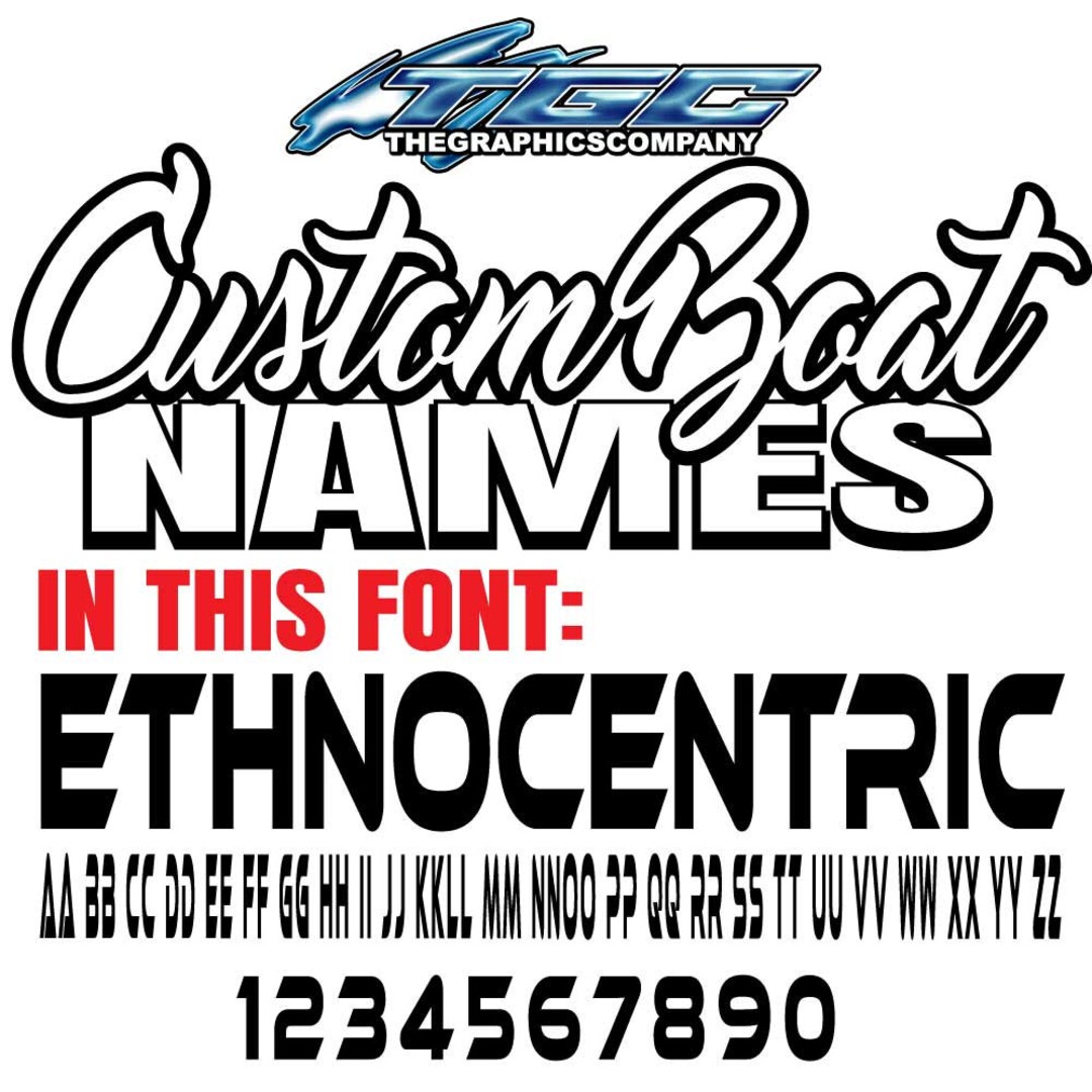 Custom Boat Names Vinyl Decals and Stickers Ethnocentric Font Quantity ...