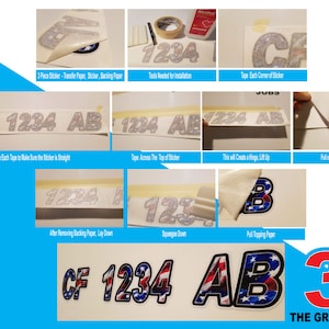 Black Carbon Red Registration Numbers and Letters Decals Vinyl Names ...