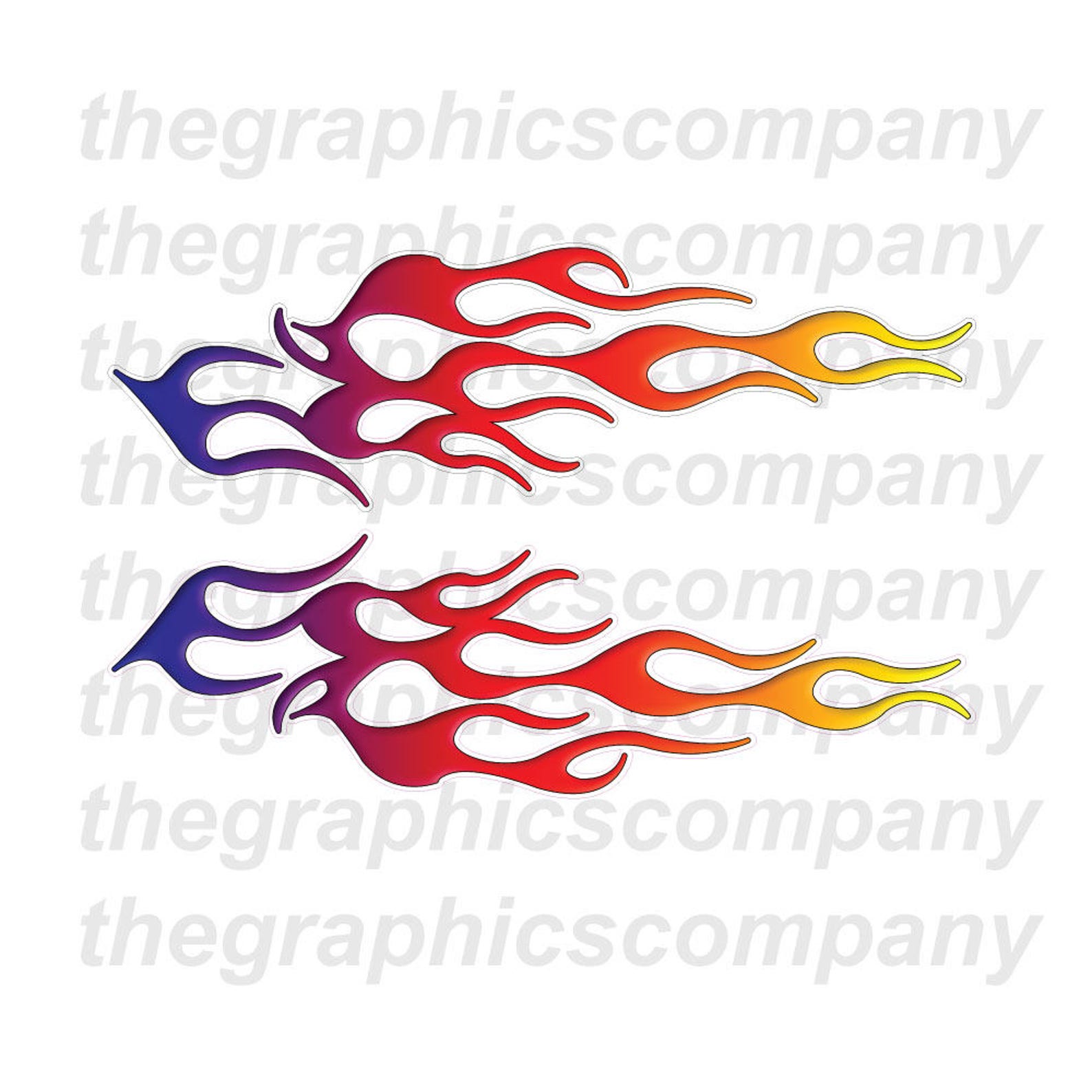 Multi Color Flames 12" Decal Stickers Graphics 3M Material High Quality ...