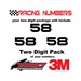 6" Inch Tall Racing Numbers Vinyl Decals Stickers MX ATV Boat Car Truck ...