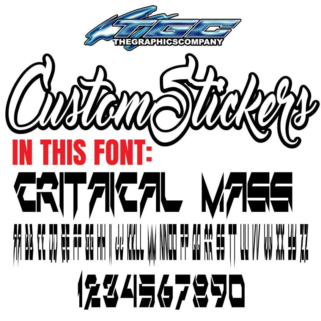 Custom Vinyl Decals and Stickers Critical Mass Font Wall Auto Boat Sign ...