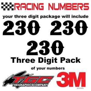 3" Inch Tall Racing Numbers Vinyl Decals Stickers MX ATV Boat Car Truck ...