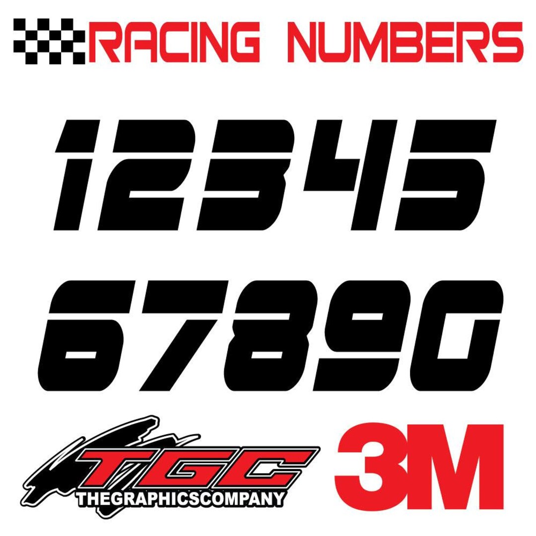 4 Inch Tall Racing Numbers Vinyl Decals Stickers MX ATV Boat Car Truck ...