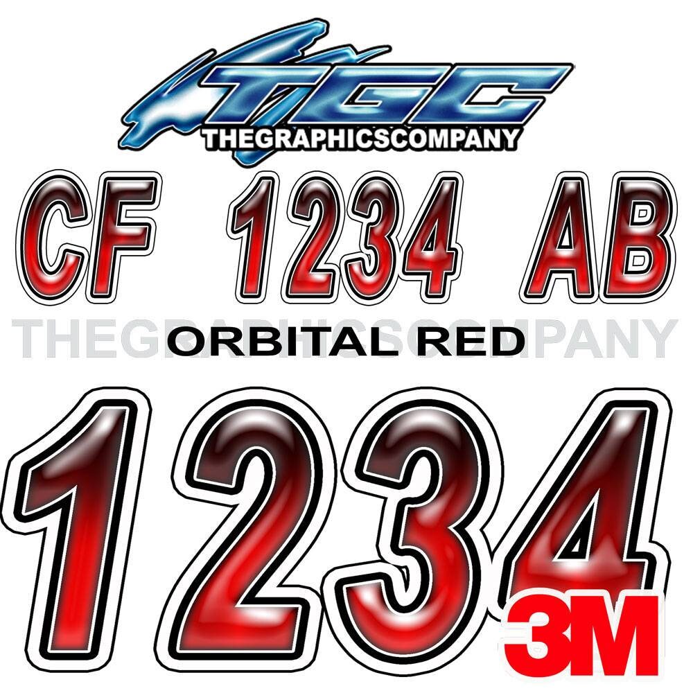 Orbital Red Registration Numbers and Letters Decals Vinyl | Etsy