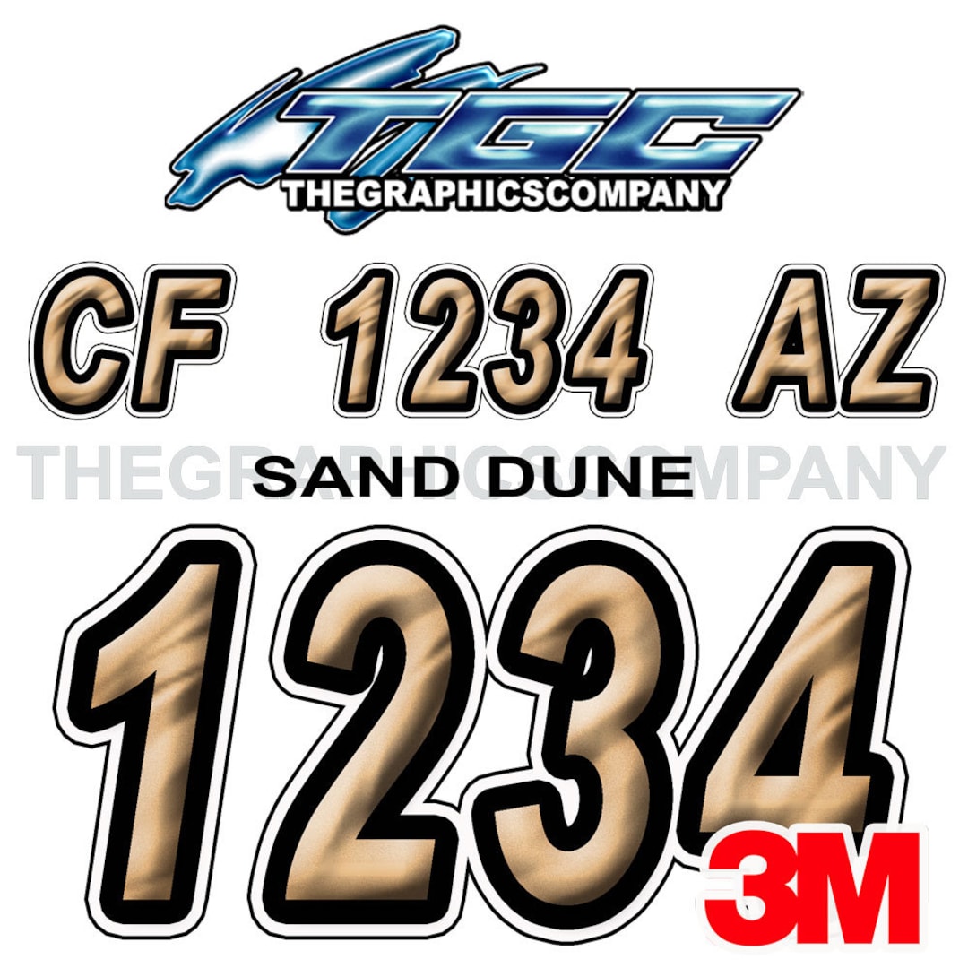 Sand Dune Boat Registration Numbers and Letters Decals Vinyl Names and ...