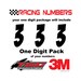 4 Inch Tall Racing Numbers Vinyl Decals Stickers MX ATV Boat Car Truck ...