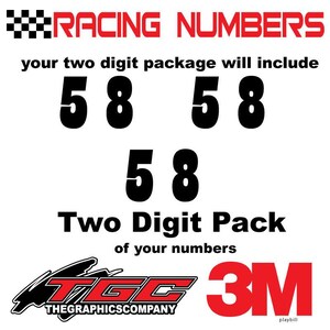 2" Inch Tall Racing Numbers Vinyl Decals Stickers MX ATV Boat Car Truck ...