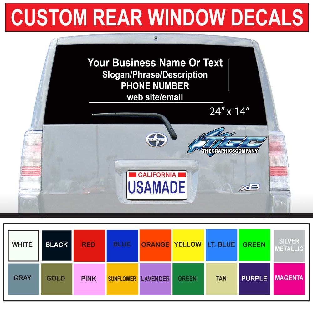 Custom 36 X 12 Rear Car Auto Window Decals Cut | Etsy