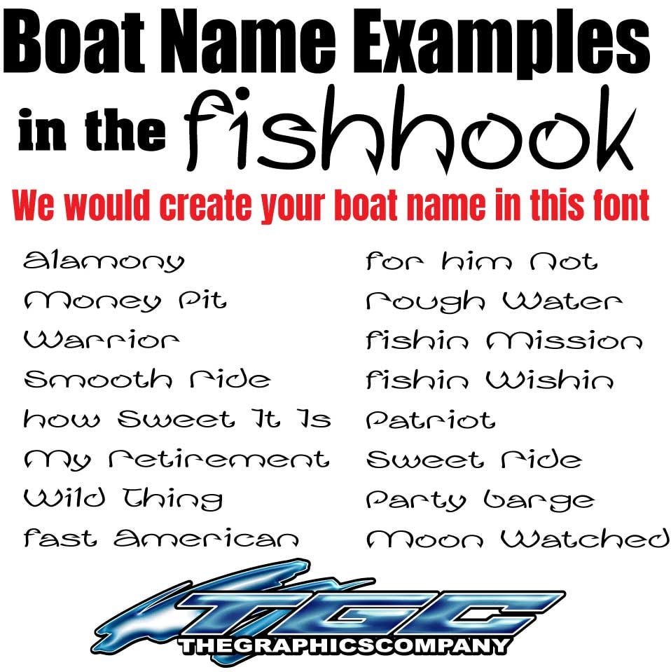 Custom Boat Names Vinyl Decals and Stickers Fishhook Font - Etsy
