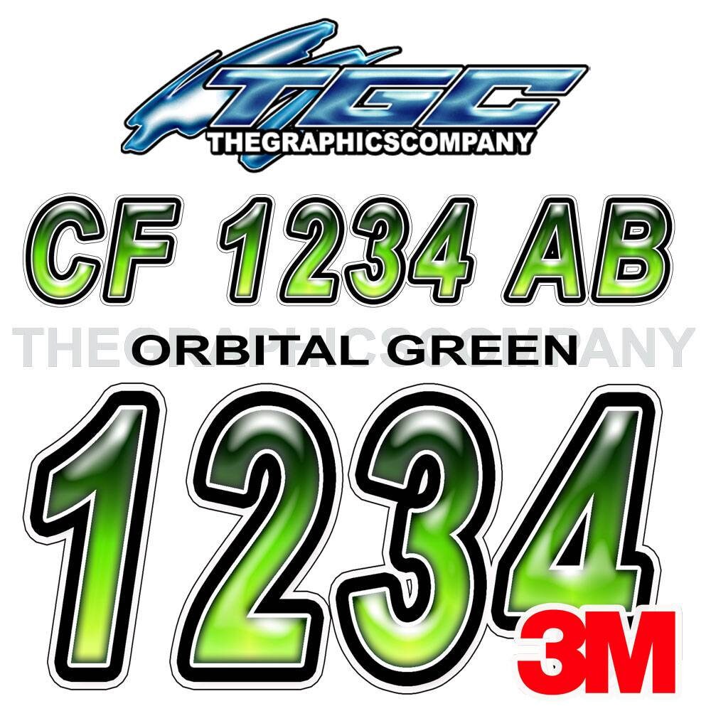 Orbital Green Registration Numbers and Letters Decals Vinyl Names and ...
