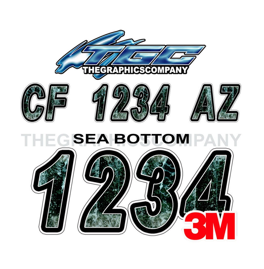 Sea Bottom Boat Registration Numbers and Letters Decals Vinyl Names and ...