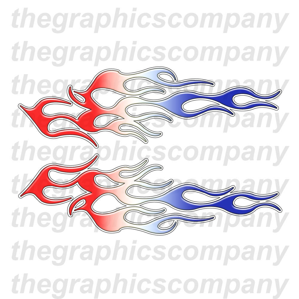 Red White Blue Flames 12" Decal Stickers Graphics 3M Material High ...