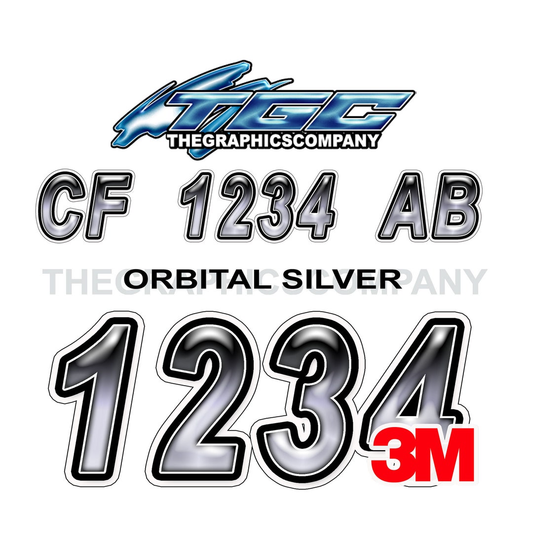 Orbital Silver Boat Registration Numbers or Letters Decals Vinyl Names ...