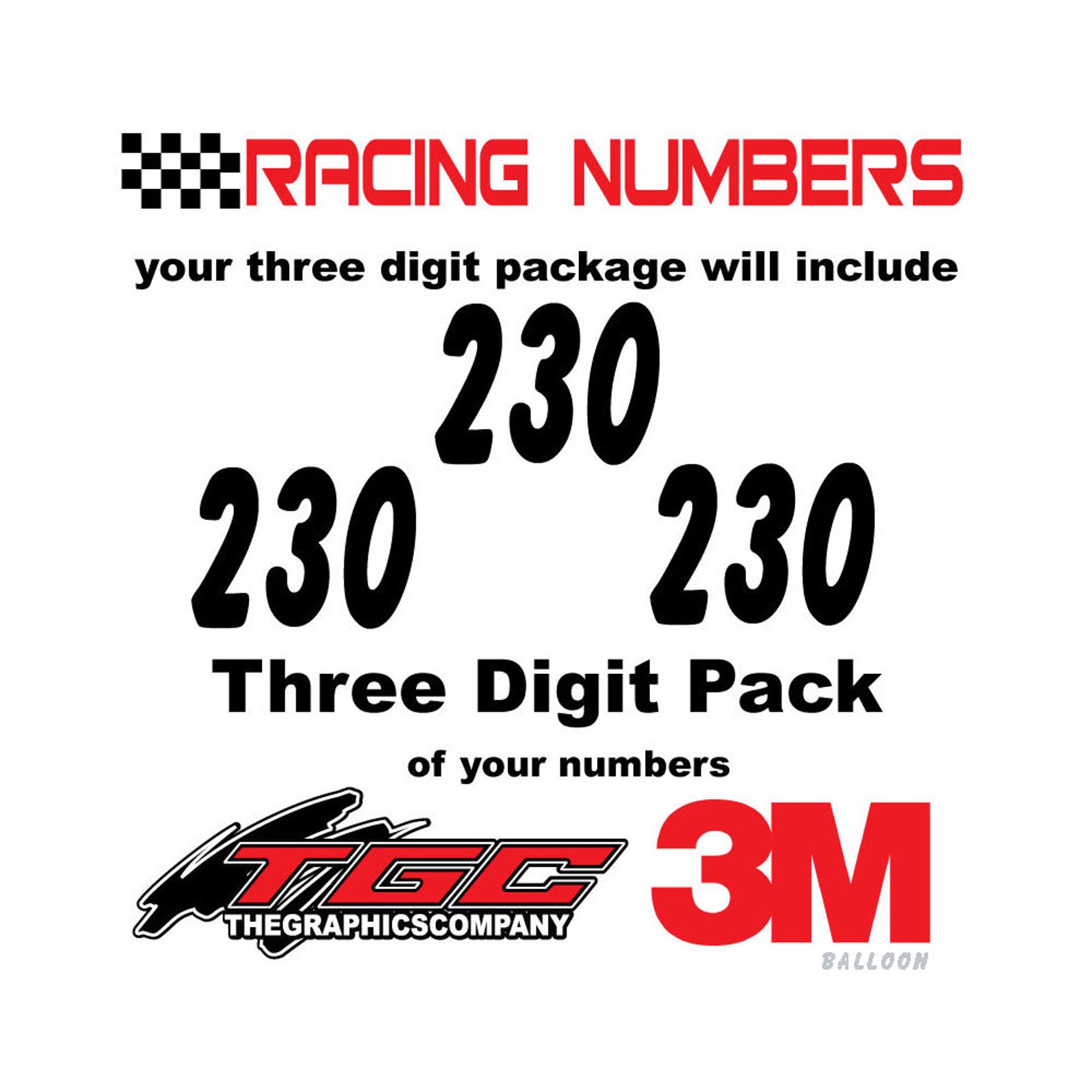 3" Inch Tall Racing Numbers Vinyl Decals Stickers MX ATV Boat Car Truck ...