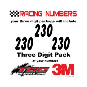 3" Inch Tall Racing Numbers Vinyl Decals Stickers MX ATV Boat Car Truck ...