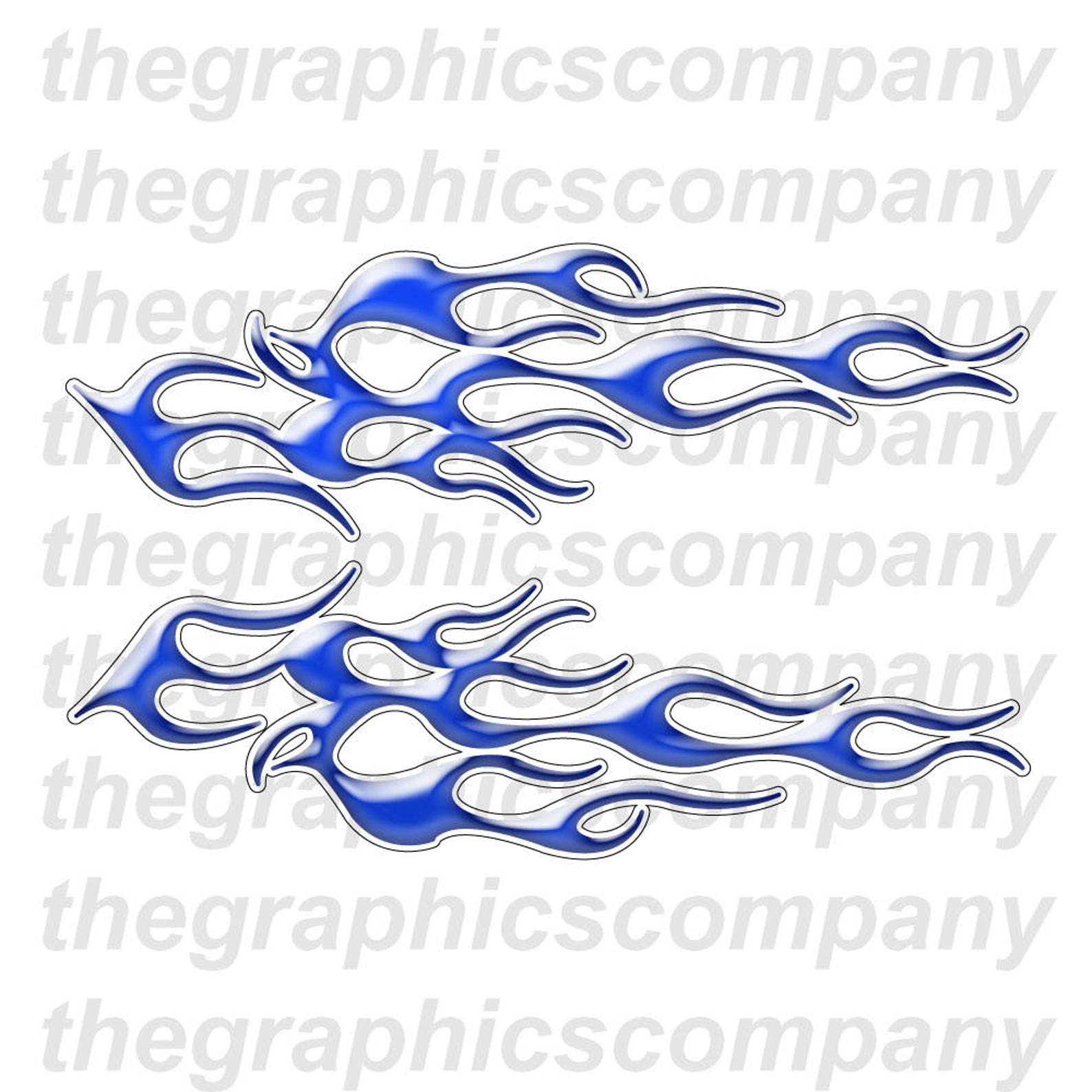 Blue Flame 12" Decal Stickers Graphics 3M Material High Quality With UV ...