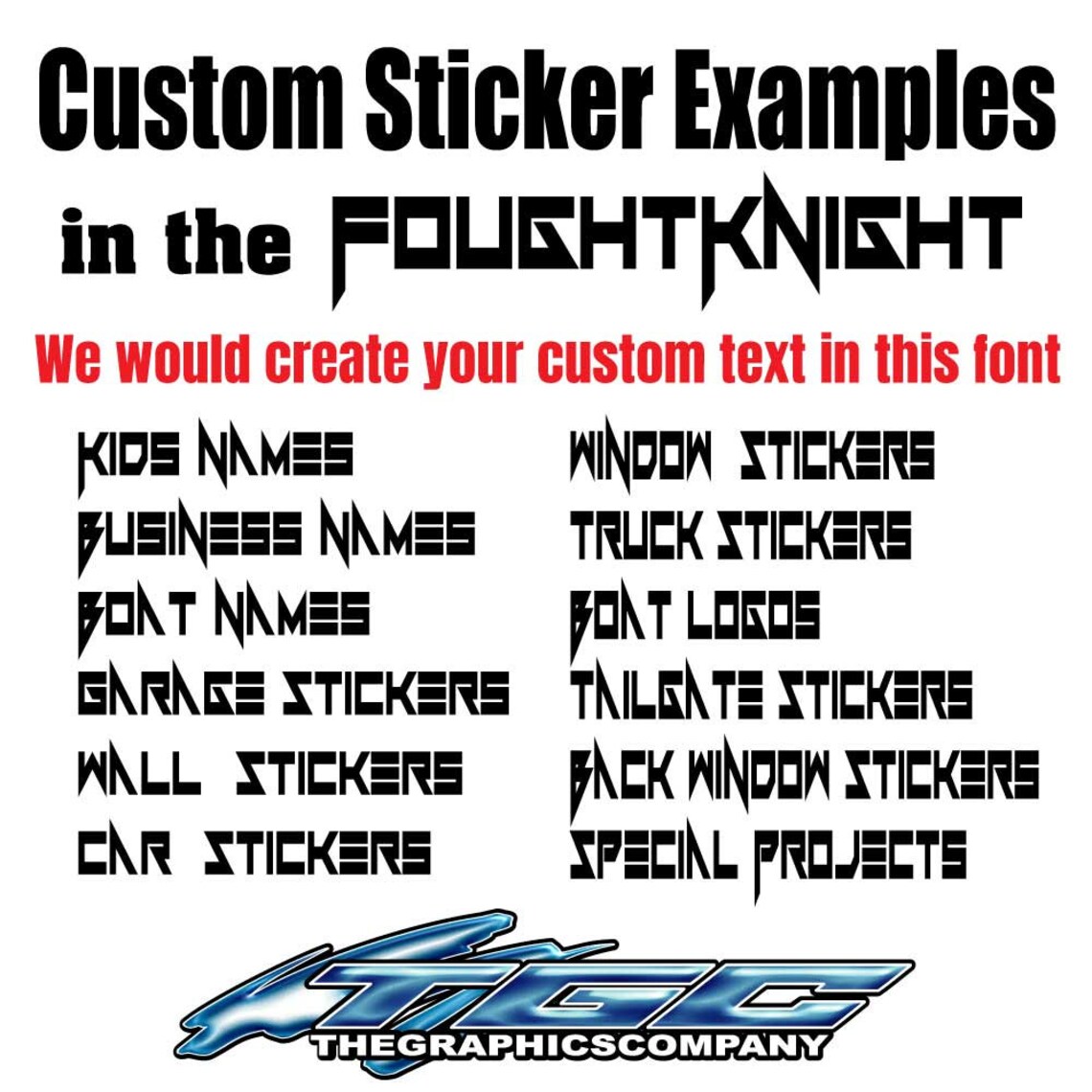 Custom Vinyl Decals and Stickers Fought Knight Font Wall Auto | Etsy
