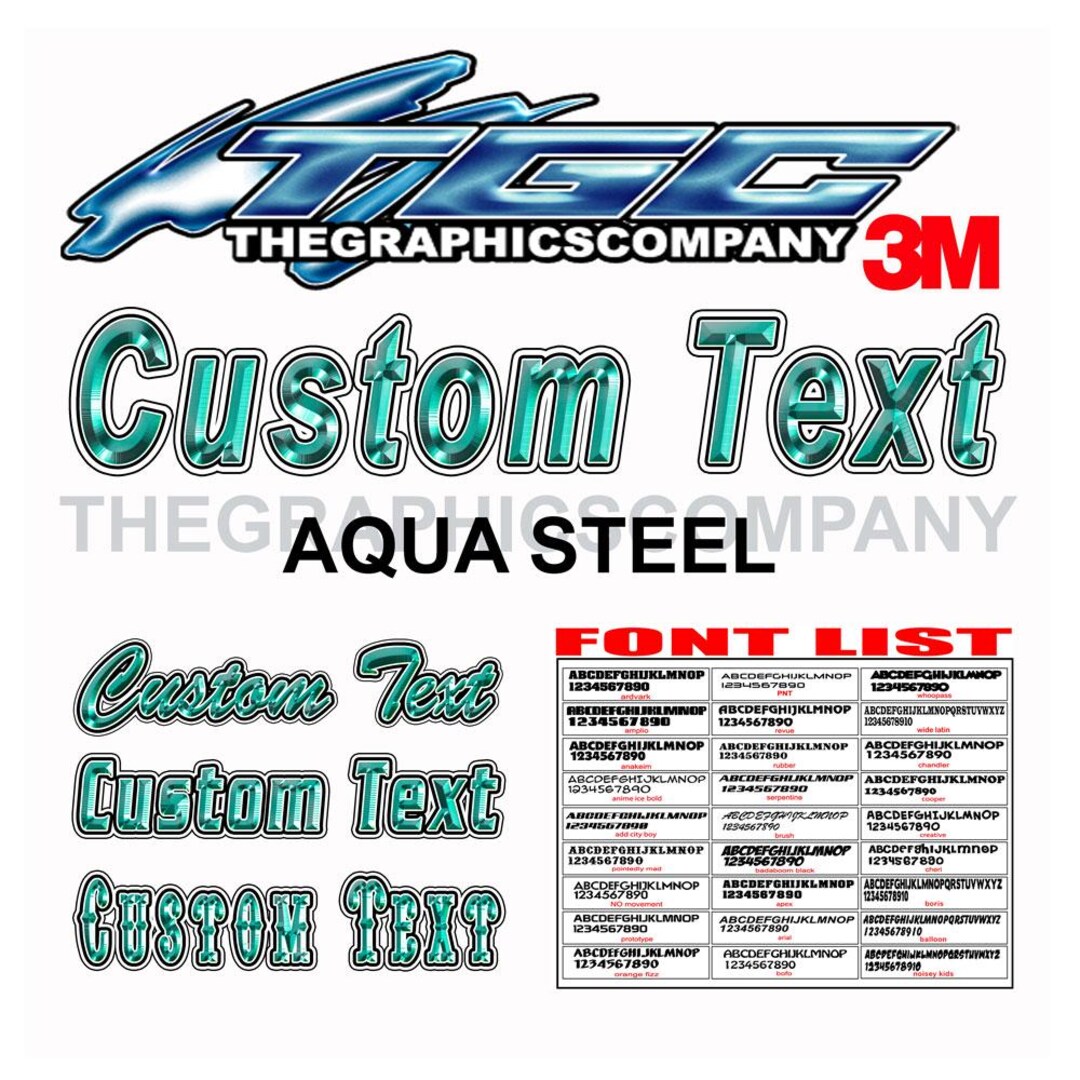 Aqua Steel Custom Vinyl Decals and Stickers Custom Text for Business ...