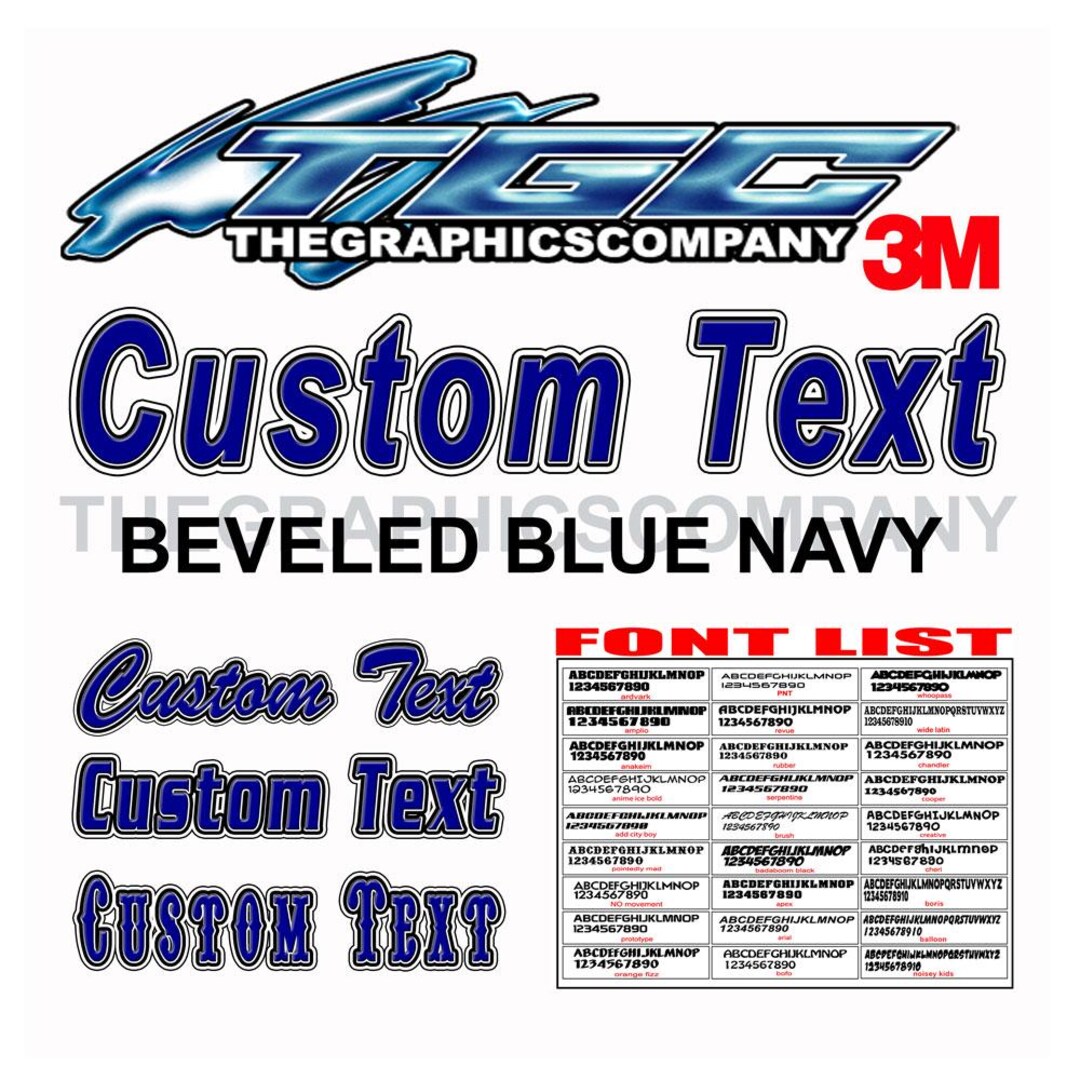 Beveled Blue Navy Custom Vinyl Decals and Stickers Custom Text for ...