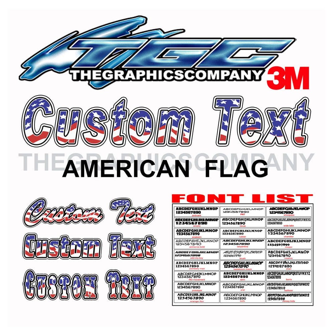 American Flag Custom Vinyl Decals and Stickers Custom Text for Business ...