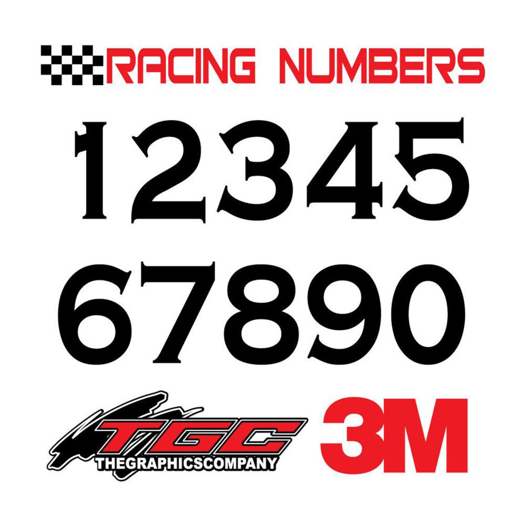 2" Inch Tall Racing Numbers Vinyl Decals Stickers MX ATV Boat Car Truck ...