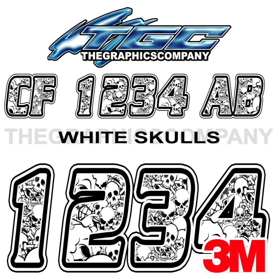Skulls Boat Registration Numbers and Letters Decals Vinyl Names and ...