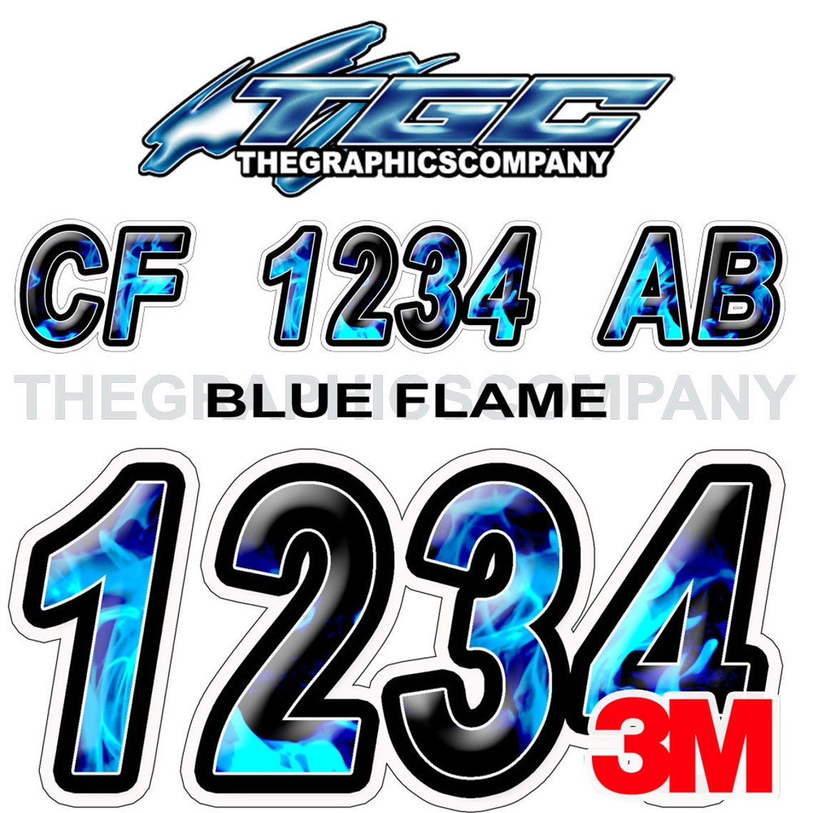 Blue Flame Boat Registration Numbers and Letters Decals Vinyl | Etsy