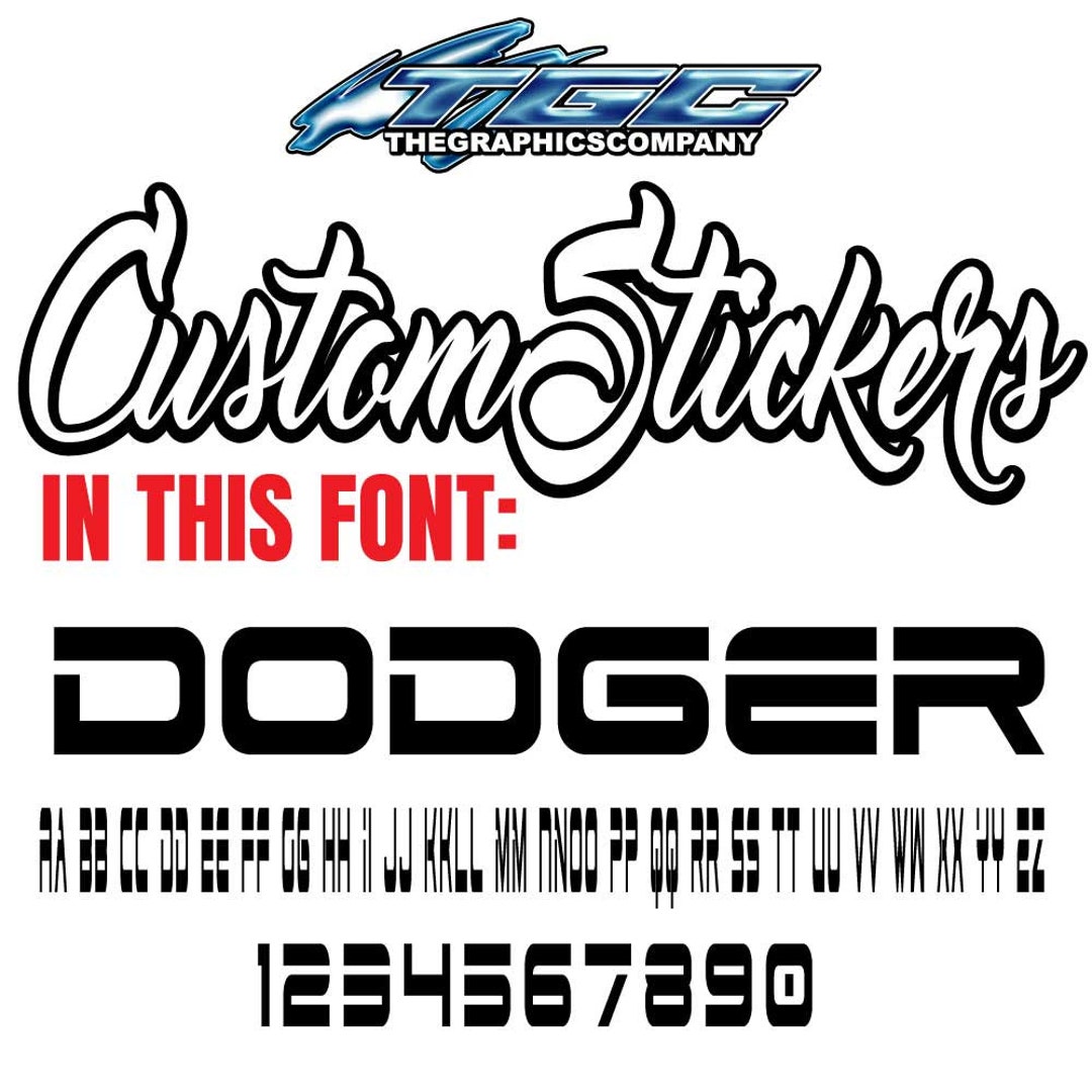 Custom Vinyl Decals and Stickers Dodger Font Wall Auto Boat Sign Window ...